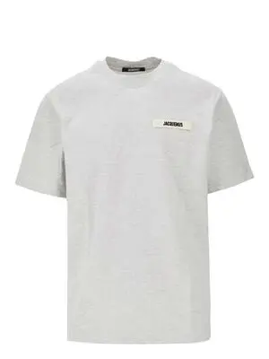 Jacquemus T-shirt With Grosgrain Logo Appliqu - Grey