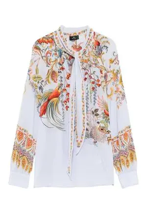 Etro Bird Print Silk Blouse - Multi