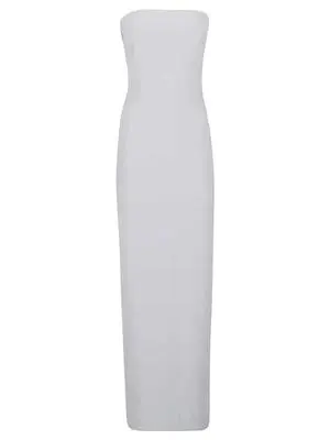 Norma Kamali Long Strapless Silk Dress With Back Slit - Grey