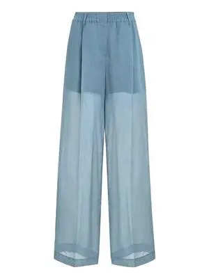 Brunello Cucinelli Cotton Organza Tailored Trousers - Blue