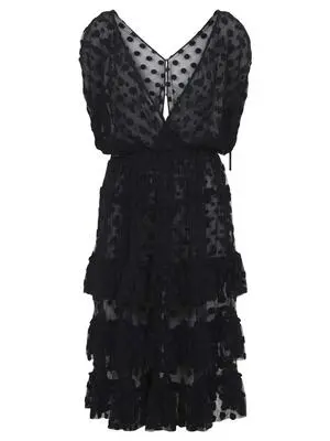 Dries Van Noten Polka Dot Tiered Ruffled Dress - Black