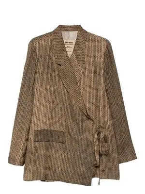 UMA WANG Khloe Belted Jacket With Geometric Pattern - Brown