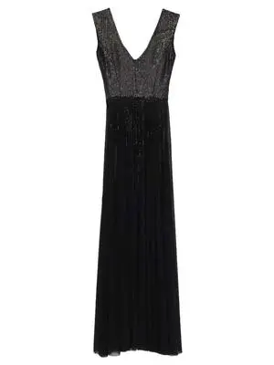 Norma Kamali V-neck Embellished Maxi Dress - Black