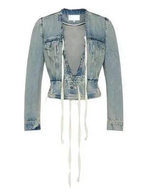 MAISON MARGIELA Denim Jacket With Raw-cut Hem - Blue