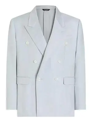 Dolce & Gabbana Double-breasted Viscose Shantung Jacket - Blue