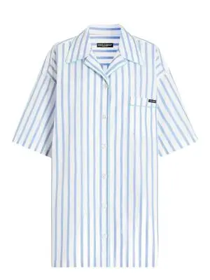 Dolce & Gabbana Striped Shirt With Chest Pocket - Blue