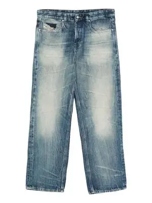 DIESEL® Distressed Denim With Logo Patch - Blue