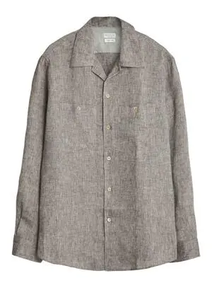 Brunello Cucinelli Button-down Shirt With A Melange Effect - Brown