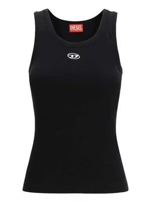 DIESEL® Sleeveless Crewneck Top With Oval D Logo - Black