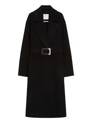 Sportmax Long Wool Wrap Coat - Black
