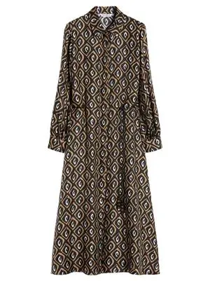 Max Mara Printed Silk Twill Shirt Dress - Black