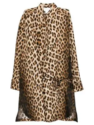Sportmax Leopard Print Silk Midi Dress - Brown