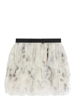 Max Mara MAX MARA Short Skirt With Printed Organza Petals Grey