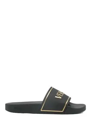 Versace Embossed Logo Slide Sandals - Black