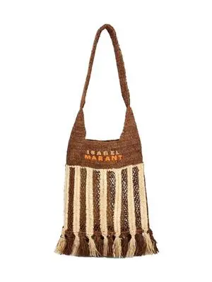 MARANT Striped Raffia Shoulder Bag - Brown