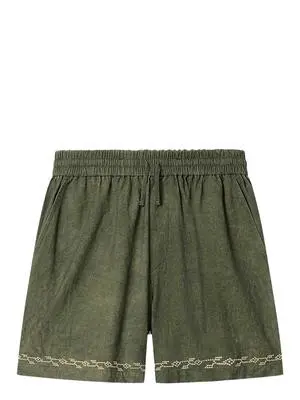 MARANT Embroidered Cotton Shorts - Green