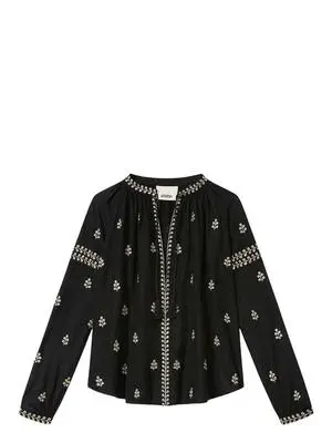 MARANT Rodis Embroidered Silk Blouse - Black