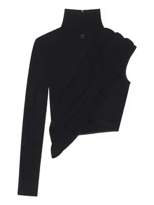 COURREGES Asymmetrical Crop Top - Black