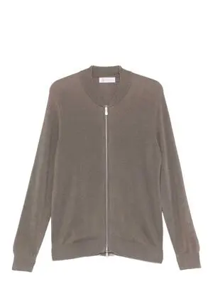 Brunello Cucinelli Ribbed Knit Zip-up Cardigan - Brown