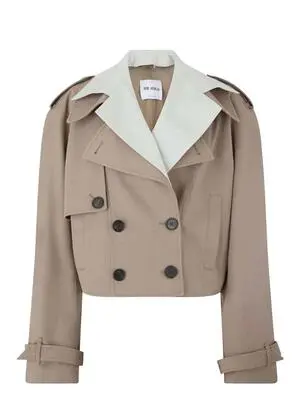 Attico Short Gabardine Trench Coat - Grey