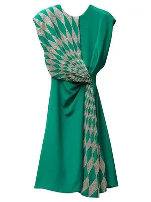 Versace Midi Evening Dress With Embroidery - Green