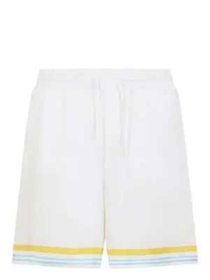 Casablanca Silk Shorts With Striped Trim - White