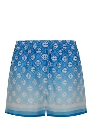 Casablanca Diamond Monogram Silk Shorts - Blue