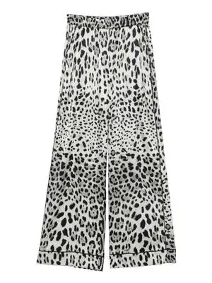 Dolce & Gabbana DOLCE & GABBANA Leopard Print Silk Blend Palazzo Pants Multi