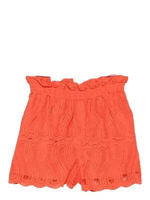 Raquel Diniz Bahia Guipure Lace Ruffle Shorts - Red