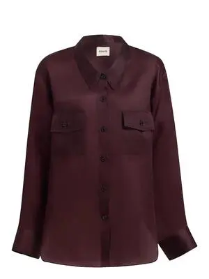 Khaite Matteo Compact Organza Button-up Shirt - Red