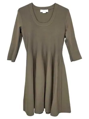 Stella McCartney A-line Knit Dress With Round Neckline And 3/4 Sleeves - Brown