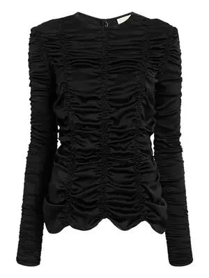 Khaite Rory Gathered Silk Top - Black