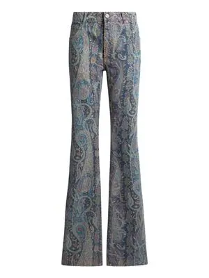 Etro Flared Jeans With Paisley Motif - Blue