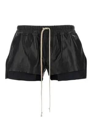 Rick Owens Rick Owens Waxed Lambskin Drawstring Boxer Shorts Black