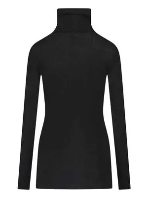 Rick Owens Ribbed Wool Turtleneck Sweater - Black