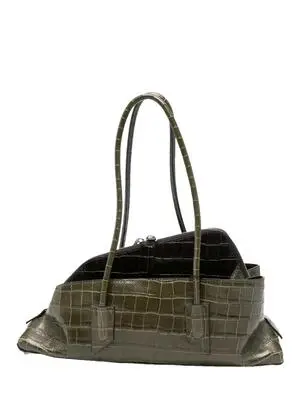 Attico La Passeggiata Small Crocodile-effect Shoulder Bag - Green