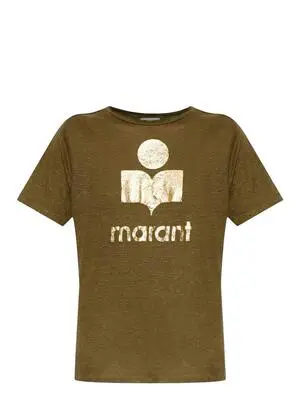 MARANT ETOILE Zewel Printed Linen T-shirt - Green