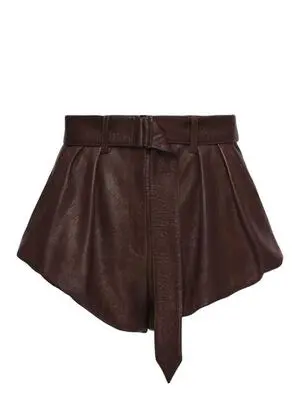 Magda Butrym Leather Flared Shorts - Brown