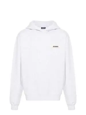 Jacquemus Grosgrain Logo-appliqué Hoodie - Grey