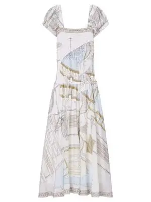 Tory Burch Smocked Printed Dress - Multi