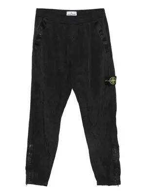 Stone Island Crinkled Sweatpants With Logo Patch - Black