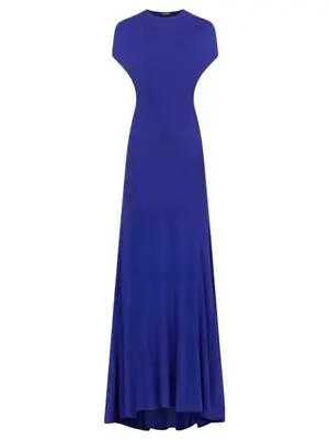 TOM FORD Backless Evening Dress With Cap Sleeves And Train - Blue