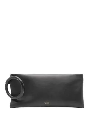 TOM FORD TOM FORD Leather Ring Clutch Black