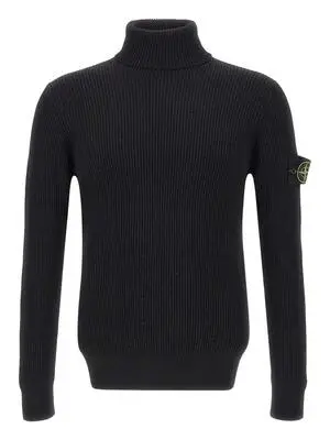 Stone Island Ribbed High-neck Sweater - Black