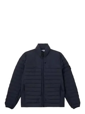 Stone Island Quilted Jacket With Logo Patch - Blue