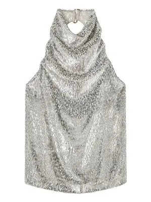 Stella McCartney STELLA MCCARTNEY Metallic Velvet Halterneck Top Metallic