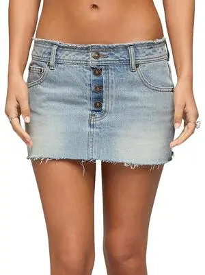 EDIKTED Emree Distressed Denim Mini Skirt - Light-blue