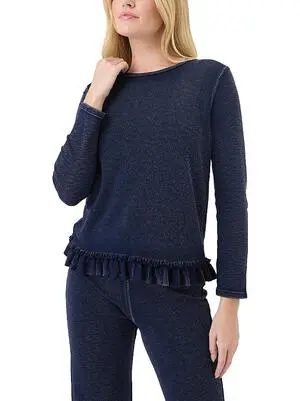 Goldie LeWinter Denim Wash Ruffle Sweatshirt - Navy