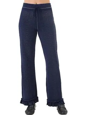 Goldie LeWinter Denim Wash Ruffle Sweatpant - Navy