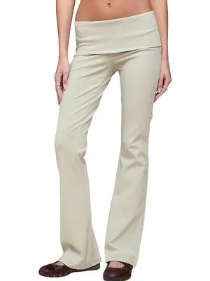 EDIKTED Ivanne Foldover Flared Pants - Sage